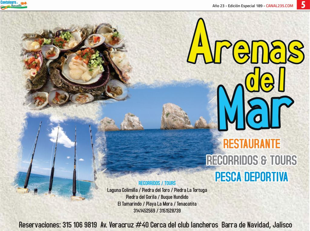 Arenas del Mar: Restaurante, tours y pesca deportiva – CANAL235.COM